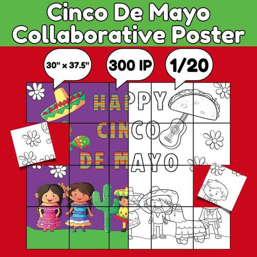 Cinco De Mayo Collaborative Poster Activity Coloring Pages Bulletin ...