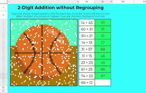 2 Digit Addition without Regrouping Digital Mystery Picture Pixel