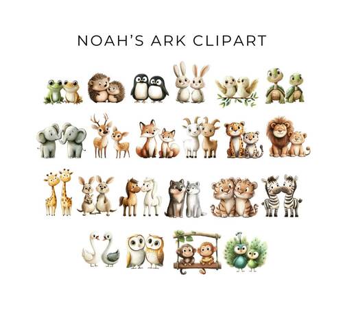 Noahs Ark Clipart, Kids Bible Story, Biblical People, Cute Baby Animals