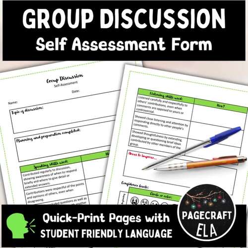 Speaking & Listening Self-Assessment | Discussion Reflection for Students