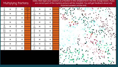 Multiplying Fractions Thanksgiving Fall Math Pixel Art Mystery Picture ...