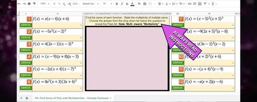 PIXEL ART: Solve Polynomial Equation Already Factored & Multi. DISTANCE ...