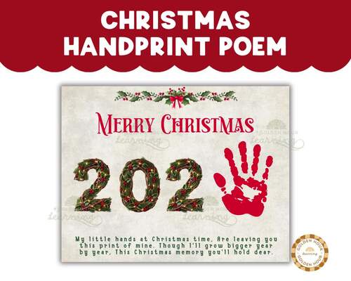 Christmas Handprint Poem, Holiday Keepsake Craft, No-prep, Printable ...