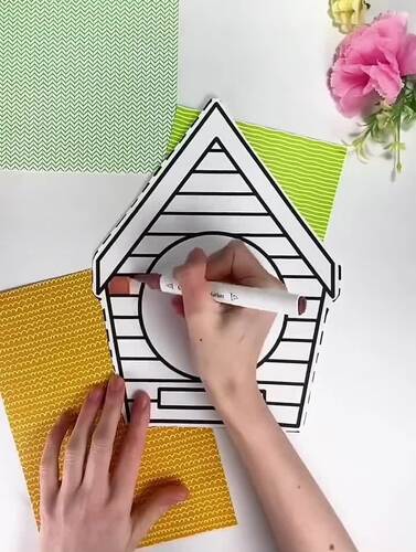 Bird House Spring Craft Craftivity No Prep Cut & Paste Art Project Activity