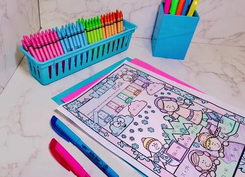 Winter Color By Number Math Addition Subtraction 2 Digit Worksheets 2nd ...