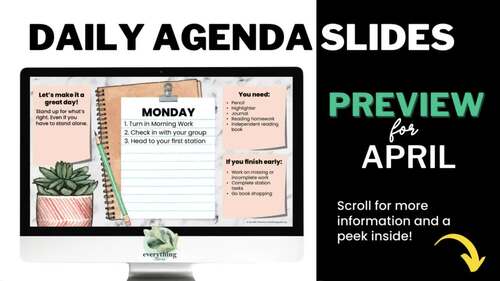 Earth Day & Easter Google Slides Templates April Daily Agenda Slides