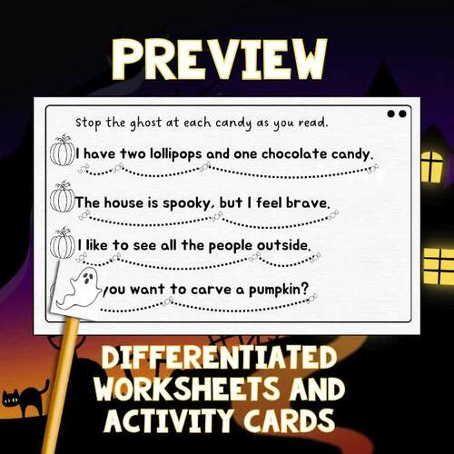 HALLOWEEN READING FLUENCY Worksheets + Cards | Phrase Scooping | Word ...