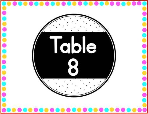 Printable Black and White Abstract Table, Team and Group Labels, Table ...