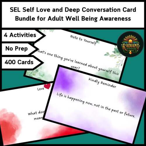 SEL Self Love and Deep Conversation Card Bundle for Adult Well Being ...