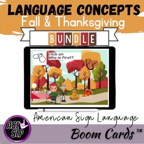 Fall and Thanksgiving Themed ASL Language Bundle - Boom Cards by ASL SLP