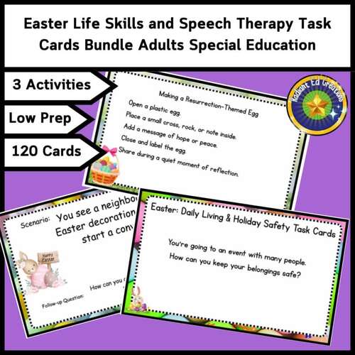 Easter Life Skills and Speech Therapy Task Cards Bundle Adults Special ...