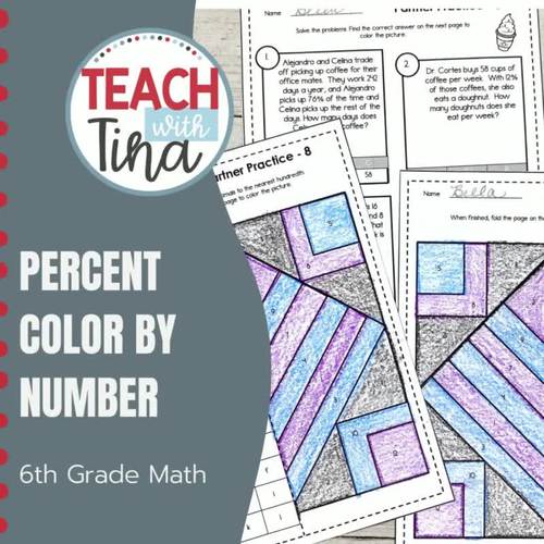 Percent of a Number -Collaborative Coloring Pages - 6th Grade Math