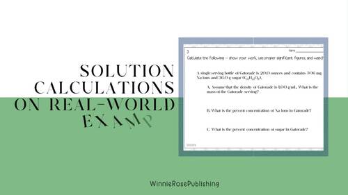 Concentration of Solution Calculation by WinnieRosePublishing | TPT