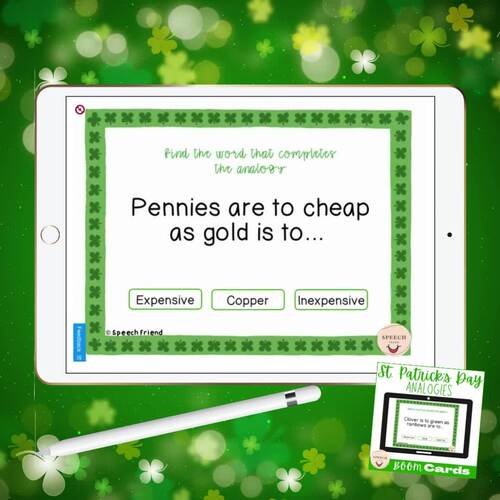 St. Patrick's Day Analogies Boom Cards by Speech Friend | TPT