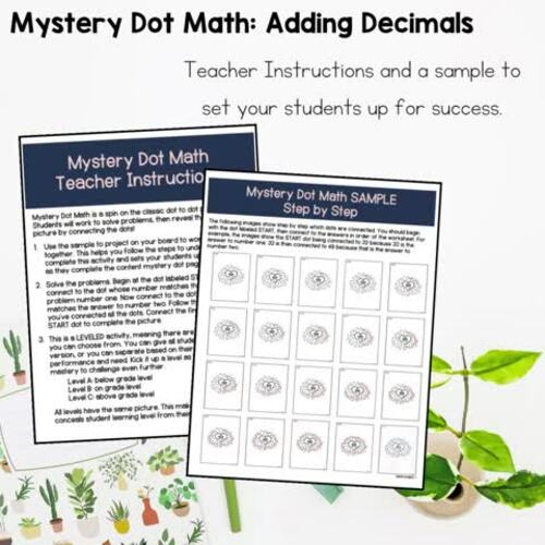 Solve the Mystery Dot Math Adding Decimals Differentiated Levels 5th ...