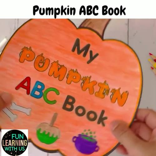 Pumpkin shape Book - Autumn ABC Practice Book | Fall Alphabet Worksheets