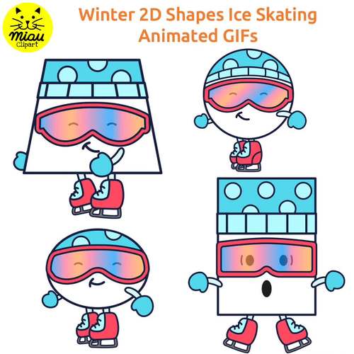 Animated Winter 2D Shapes Clipart | Ice skating | Geometry | Sports | GIF