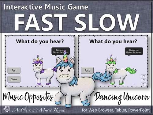 Tempo Fast and Slow Music Opposite Interactive Music Game {Dancing Unicorn}
