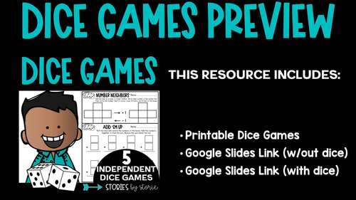 Math Dice Games Pack 2 | Printable and Digital by Stories by Storie