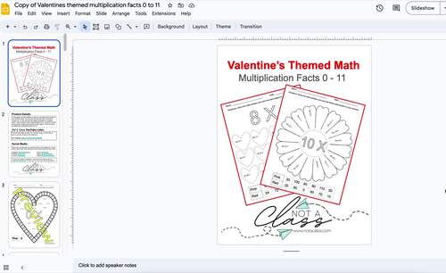 Valentine's Themed Multiplication Facts Practice Worksheets 0 - 11 ...