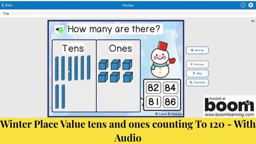 Winter Place Value Tens and Ones Counting To 120 Digital Boom Cards