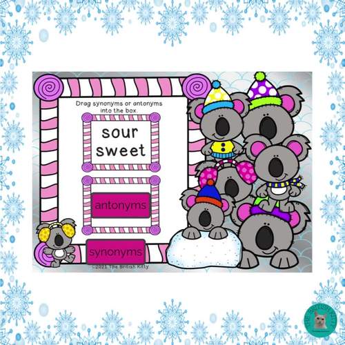 Winter Koala Synonyms and Antonyms Boom Cards™ by The British Kitty
