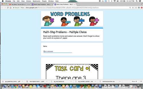 Multi-step Word Problems for Google Classroom - Distance Learning