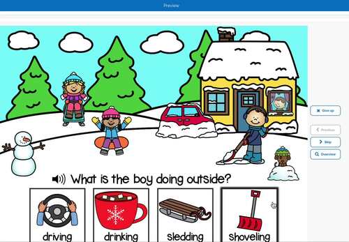 Winter WH Questions Speech Therapy Answering Questions Activity Boom Cards