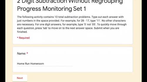 Digital 2 Digit Subtraction Without Regrouping Progress Monitoring ...