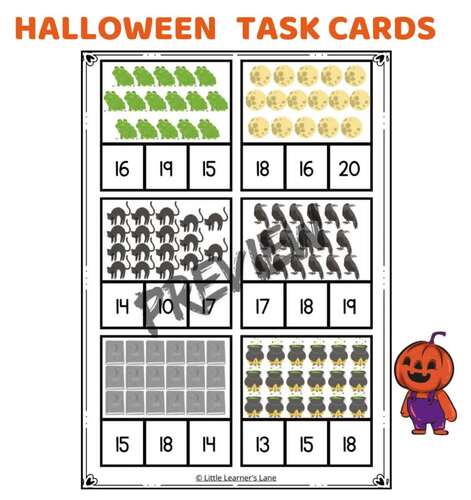 Halloween Task Cards for Kindergarten - Spooky Counting Math Activity ...