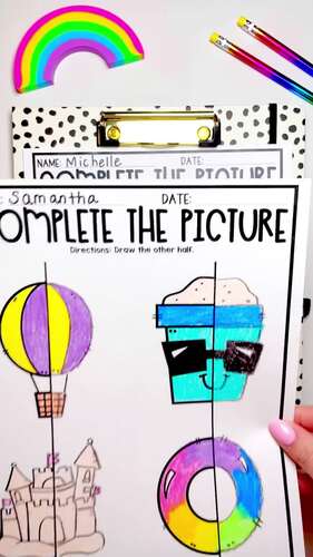 Summer COMPLETE THE PICTURE | Symmetry | End of the Year Early Finisher