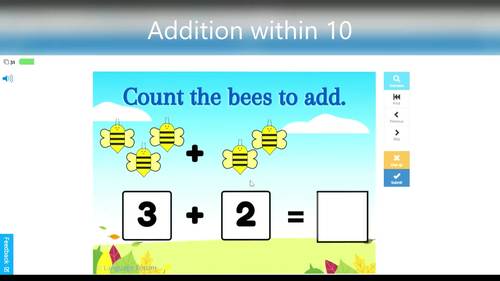 Addition within 10 Boom Cards Counting Bees for Distance Learning