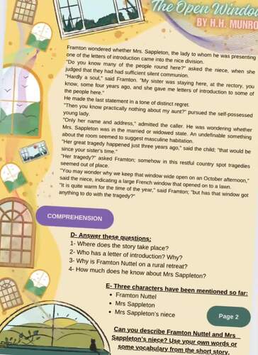 The Open Window by H.H. Munro: fully editable lesson with keys | TPT