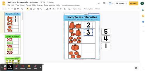 Digital FRENCH Autumn Fall Math Worksheets for Google Classroom™