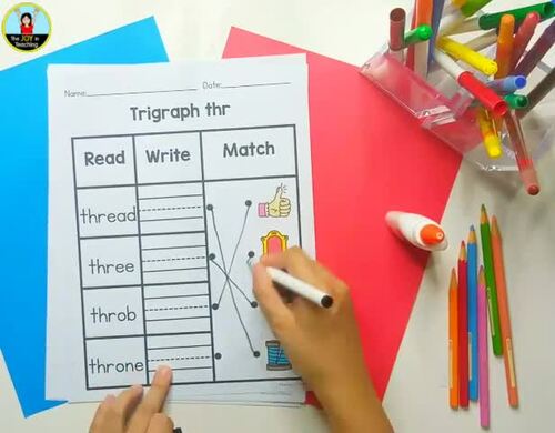 Trigraph Worksheet - Read, Write, and Match by The Joy in Teaching