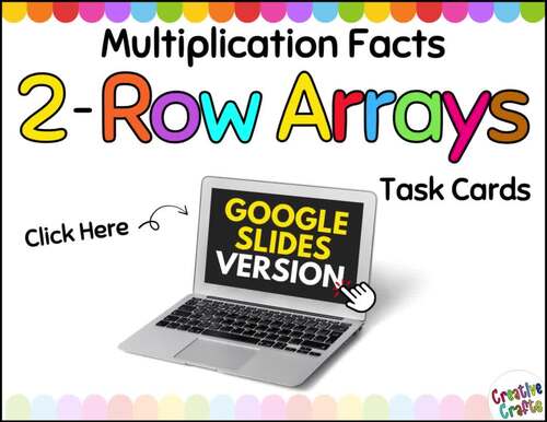 No Prep Multiplication Practice Task Cards: 2 Row Arrays 2nd 3rd Print ...