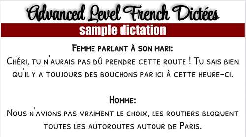 Advanced French Dictées - Dictation Exercises - Native Speaker | TPT
