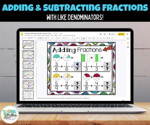 Adding and Subtracting Fractions with Like Denominators 3rd 4th Grade ...