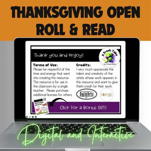 Thanksgiving Multisyllabic Open Words & Sentences Roll & Read Digital ...