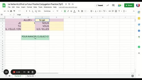 ALLER Conjugation Practice Google Sheet for Immediate Feedback | TPT