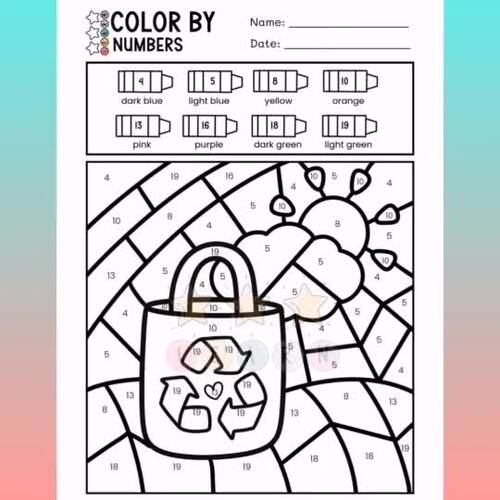 Earth Day Color by Number | Addition & Subtraction Color by Number | up ...