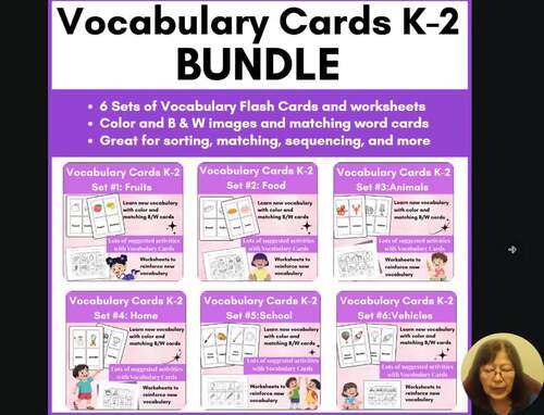 K 1st, 2nd grade Vocabulary Cards-Matching, Sorting, Memory games Bundle