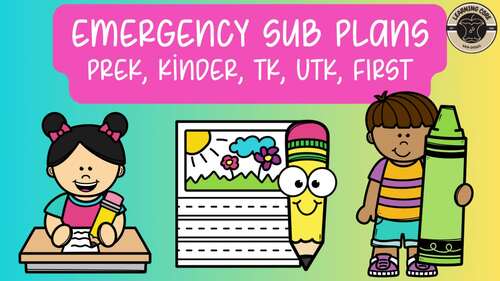 HUGE! Emergency Sub Plans Printables Bundle - TK, PreK, Kindergarten ...