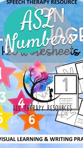 ASL American Sign Language - Numbers Worksheets and Hand Signs 1-20