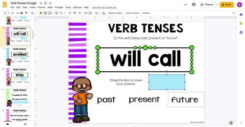 Verb Tenses No Prep Activities Past, Present, & Future by Lessons By ...