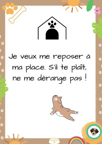 French: school dog | therapy dog | Poster with rules | Chien d'école