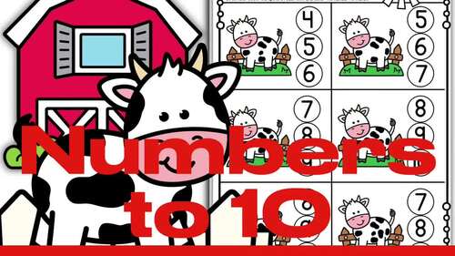 Counting up to 10: Worksheets + Matching Cards—Farm Theme | TPT