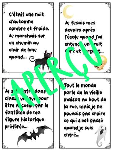 French Halloween "Scary" Story Starters situations d'écriture amorces