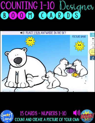 Free Counting and Number practice 1-10 Boom Cards™ by Smart Land Printables