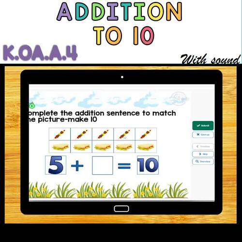 Addition to 10 | Kindergarten Boom Cards™ K.OA.A.4, K.OA.A.5 | TPT